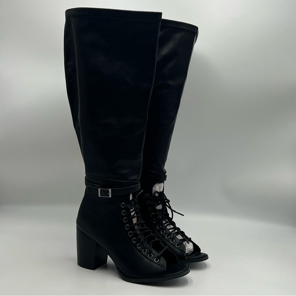 torrid | Shoes | Torrid Black Lace Peep Toe Knee High Boots | Poshmark